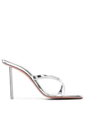 Amina Muaddi Metallic High-heel Sandals - Silver