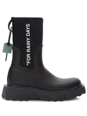 Off-White Sponge Logo-print Rain Boots - Black