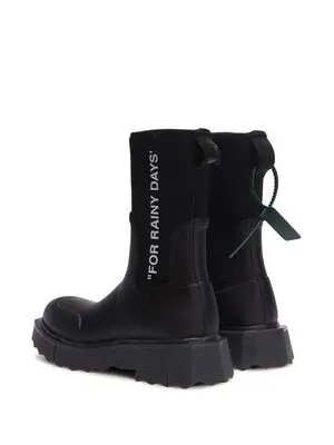 Off-White Sponge Logo-print Rain Boots - Black