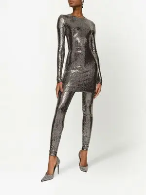 Dolce & Gabbana Logo-waistband Sequin-embellished Leggings