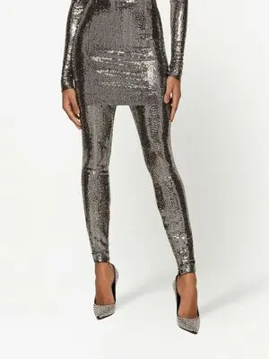 Dolce & Gabbana Logo-waistband Sequin-embellished Leggings