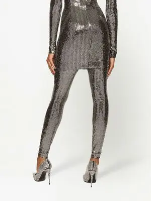 Dolce & Gabbana Logo-waistband Sequin-embellished Leggings
