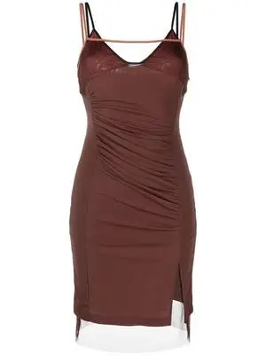 Helmut Lang Draped Front-slit Mini Dress - Brown