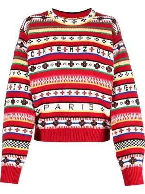 Kenzo Intarsia-knit Logo Jumper - Red