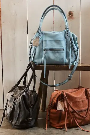 Free People We The Free Emerson Leather Tote Bag Blue