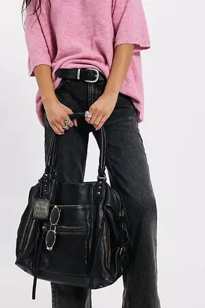 Free People We The Free Emerson Leather Tote Bag - Coal