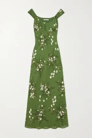 REFORMATION Demy Floral-print Georgette Midi Dress