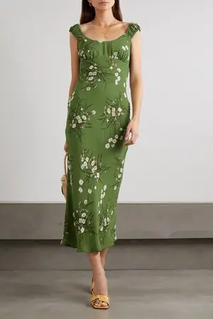 REFORMATION Demy Floral-print Georgette Midi Dress