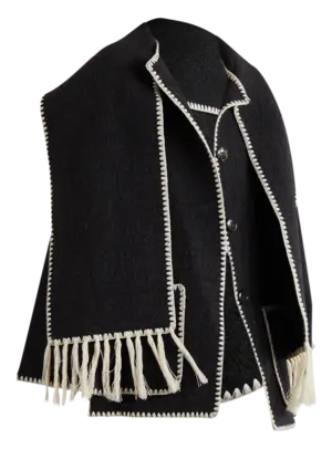 TOTEME Draped Fringed Wool-blend Jacket - Gray