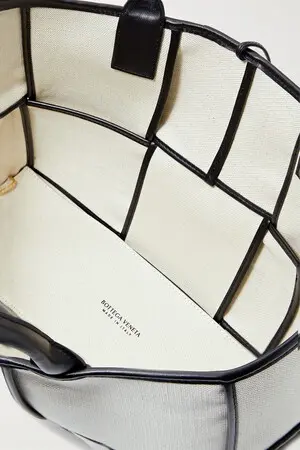 Bottega Veneta Arco Medium Leather-trimmed Canvas Tote