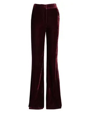 Veronica Beard Lebone Flared Velvet Pants - Red-drk