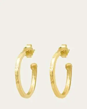 JENNIFER MEYER 18k Yellow Hammered Bangle Hoop Earrings - Gold