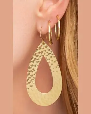 JENNIFER MEYER 18k Yellow Hammered Bangle Hoop Earrings