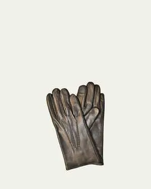 GUANTI GIGLIO FIORENTINO Guanti Giglio Fiorentino Leather And Cashmere Gloves - Black