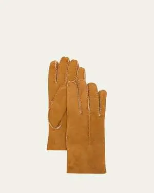 GUANTI GIGLIO FIORENTINO Lambskin Shearling-lined Gloves - Tan