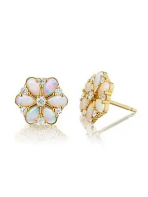 BRIONY RAYMOND Confetti 18k Yellow Gold Opal, Diamond Earrings
