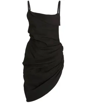 Jacquemus - Saudade Asymmetric Draped Hemp-Blend Mini Dress