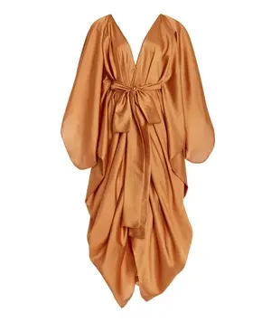 Undefined Exclusive San Joaquin Draped Satin Maxi Caftan Dress