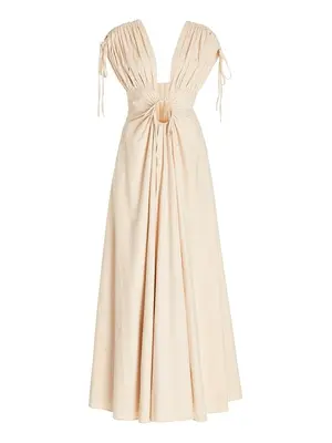 ANDREA IYAMAH Xena Gathered Stretch-cotton Maxi Dress