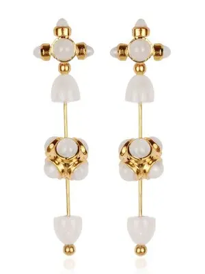 EVREN KAYAR Celestial Galaxy Toteme 18k Yellow Gold Moonstone Earrings