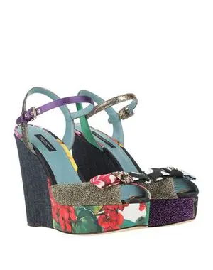 Dolce & Gabbana Wedge Sandals With Floral Design And Buckle Ankle Strap