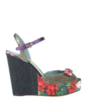 Dolce & Gabbana Wedge Sandals With Floral Design And Buckle Ankle Strap