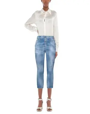 Dsquared2 Skinny Jeans With Leather Trims