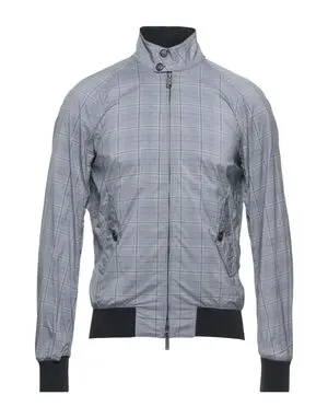 BARACUTA Baracuta Dark Green Plaid Zip-Up Jacket Light Grey