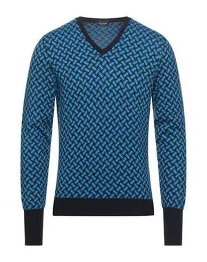 DRUMOHR Jacquard Knit Cashmere Sweater Blue