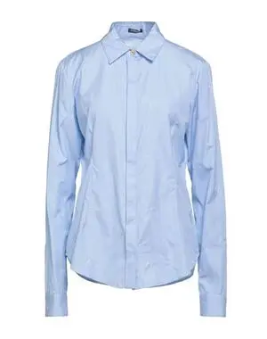 Versace Striped Embroidered Cotton Shirt - Sky Blue