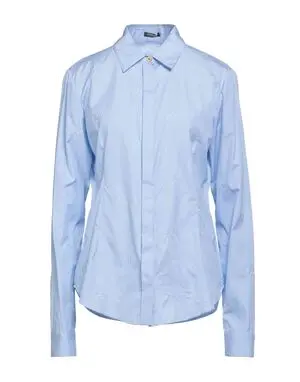 Versace Striped Embroidered Cotton Shirt - Sky Blue