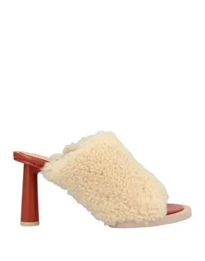 Jacquemus Shearling Sandals Ivory