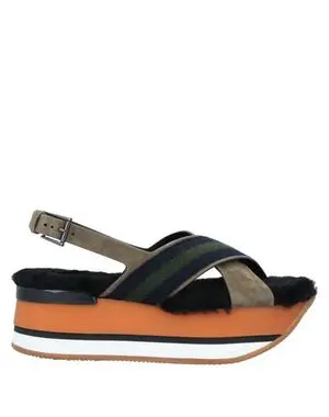 Hogan Leather Wedge Sandals