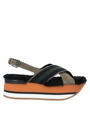 Hogan Leather Wedge Sandals
