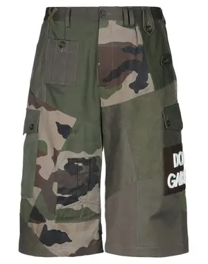 Dolce & Gabbana Military Patchwork Cargo Bermuda Shorts Military Green