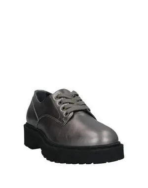 Hogan Lace-up Leather Shoes With Block Heel - Grey