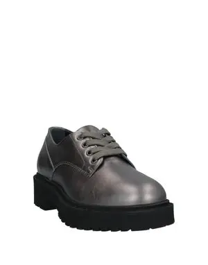 Hogan Lace-up Leather Shoes With Block Heel - Grey