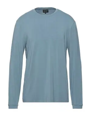 Giorgio Armani Man T-shirt Light Blue Size 38 Viscose, Elastane Sky Blue