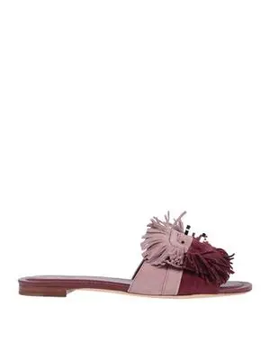 TOD'S TOD'S Leather Slide Sandals Burgundy