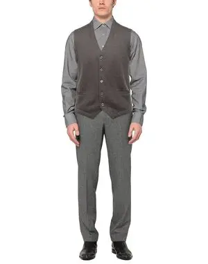 GRAN SASSO Lightweight Virgin Wool Cardigan Vest - Grey