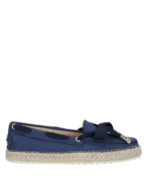 TOD'S Suede Espadrille Loafers With Bow Detailing - Blue
