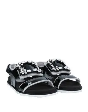 ROGER VIVIER Sandals In Soft Leather And Techno Fabric - Black