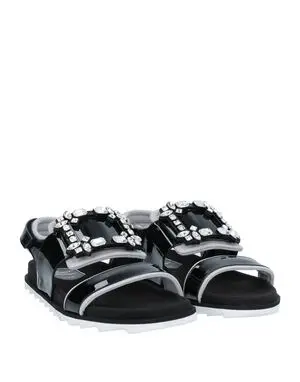 ROGER VIVIER Sandals In Soft Leather And Techno Fabric - Black