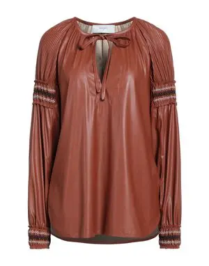 Beatrice B Coated Bohemian Blouse - Tan