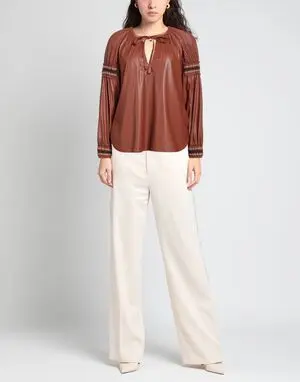 Beatrice B Coated Bohemian Blouse - Tan