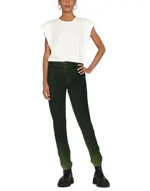 High Cotton Blend Velvet Skinny Pants - Green