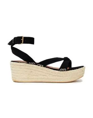 Ba&sh Leather Espadrille Sandals - Black