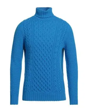 DRUMOHR Turtleneck Cable Knit Lambswool Sweater Azure