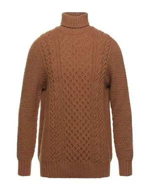 DRUMOHR Turtleneck Cable Knit Lambswool Sweater Beige