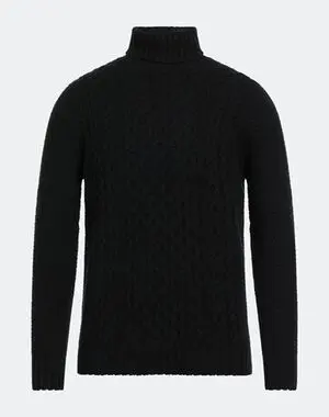 DRUMOHR Turtleneck Cable Knit Lambswool Sweater Black